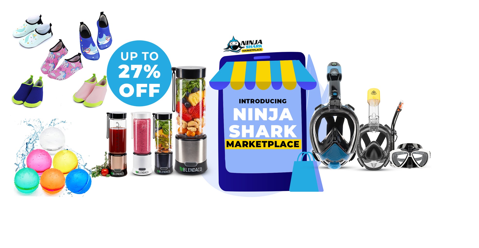 Full Face Snorkel Mask Gear Set - Swim & Dive - Ninja Shark Australia