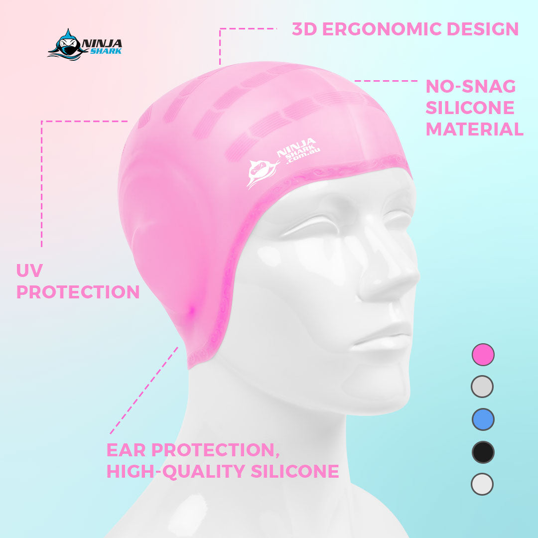 Unisex Silicone Swimming Caps for Adults – Ninja Shark Australia